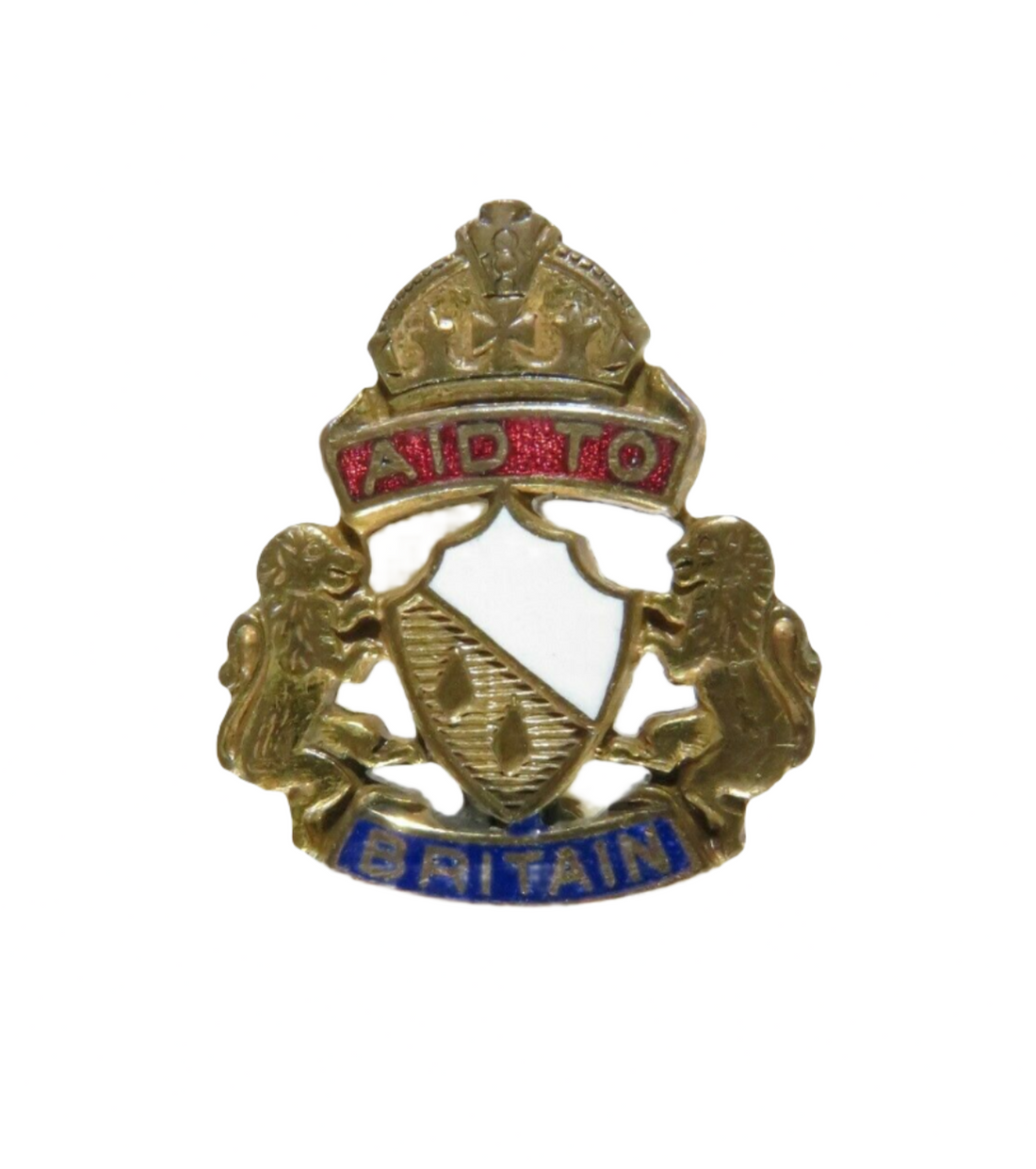 Vintage Official Pin Aid to Britain Enameled Collar Pin FP By Karu
