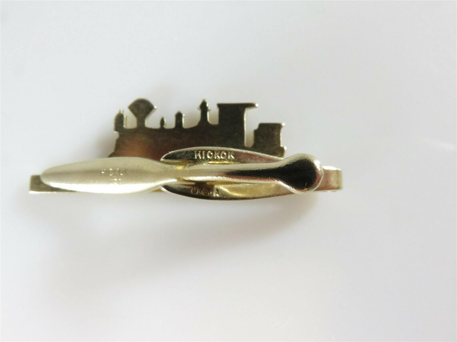 Hickok Locomotive Train Tie Clip Tie Bar Clasp Vintage Balfour Gold To
