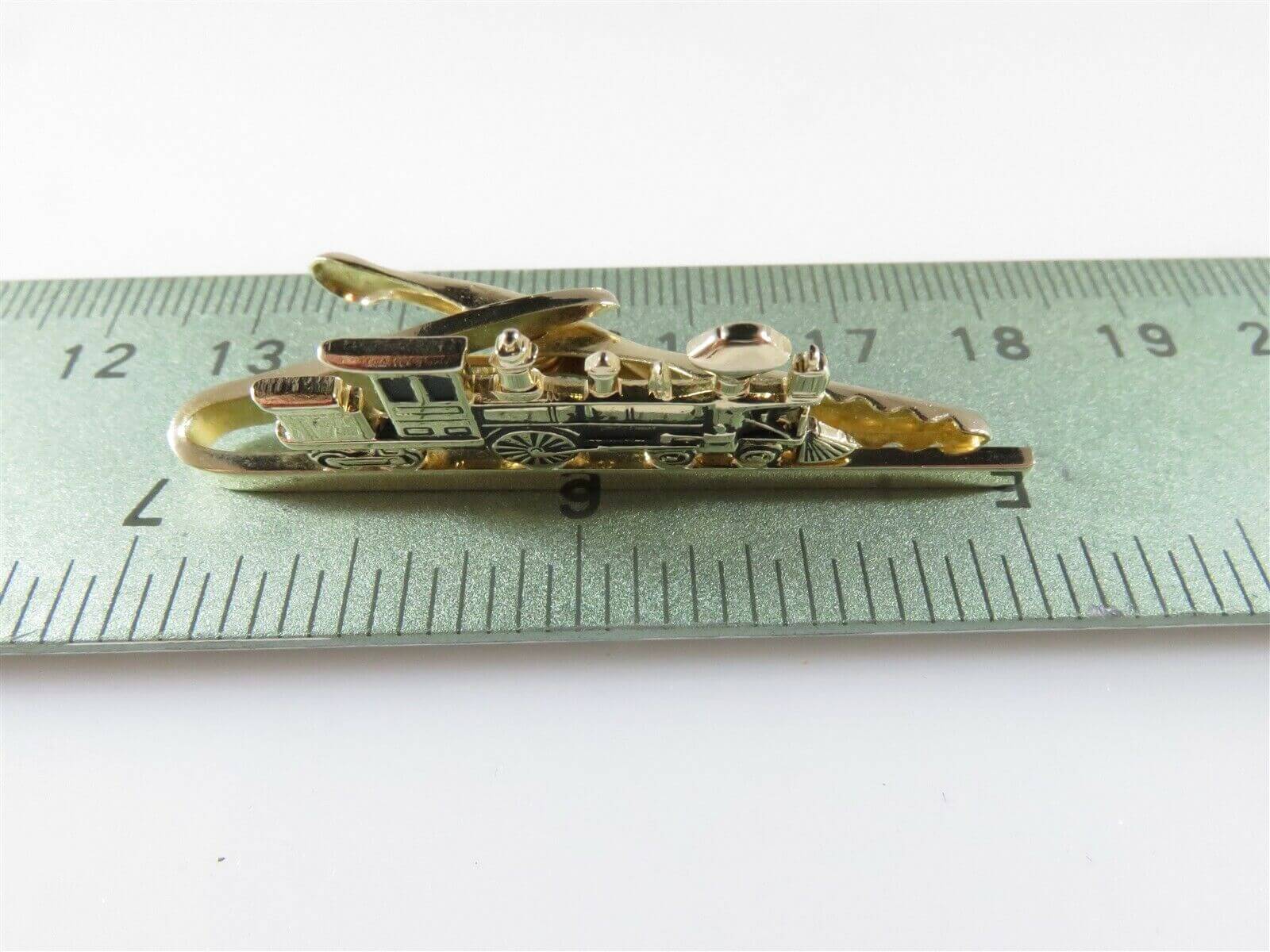 Hickok Locomotive Train Tie Clip Tie Bar Clasp Vintage Balfour Gold To