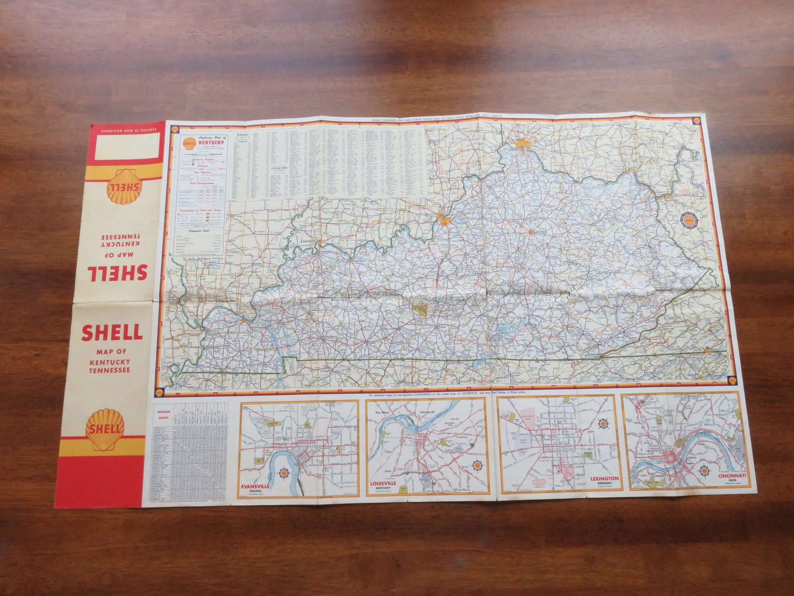 1960 Shell Map of Kentucky Tennessee The HM Gousha Company Map Art