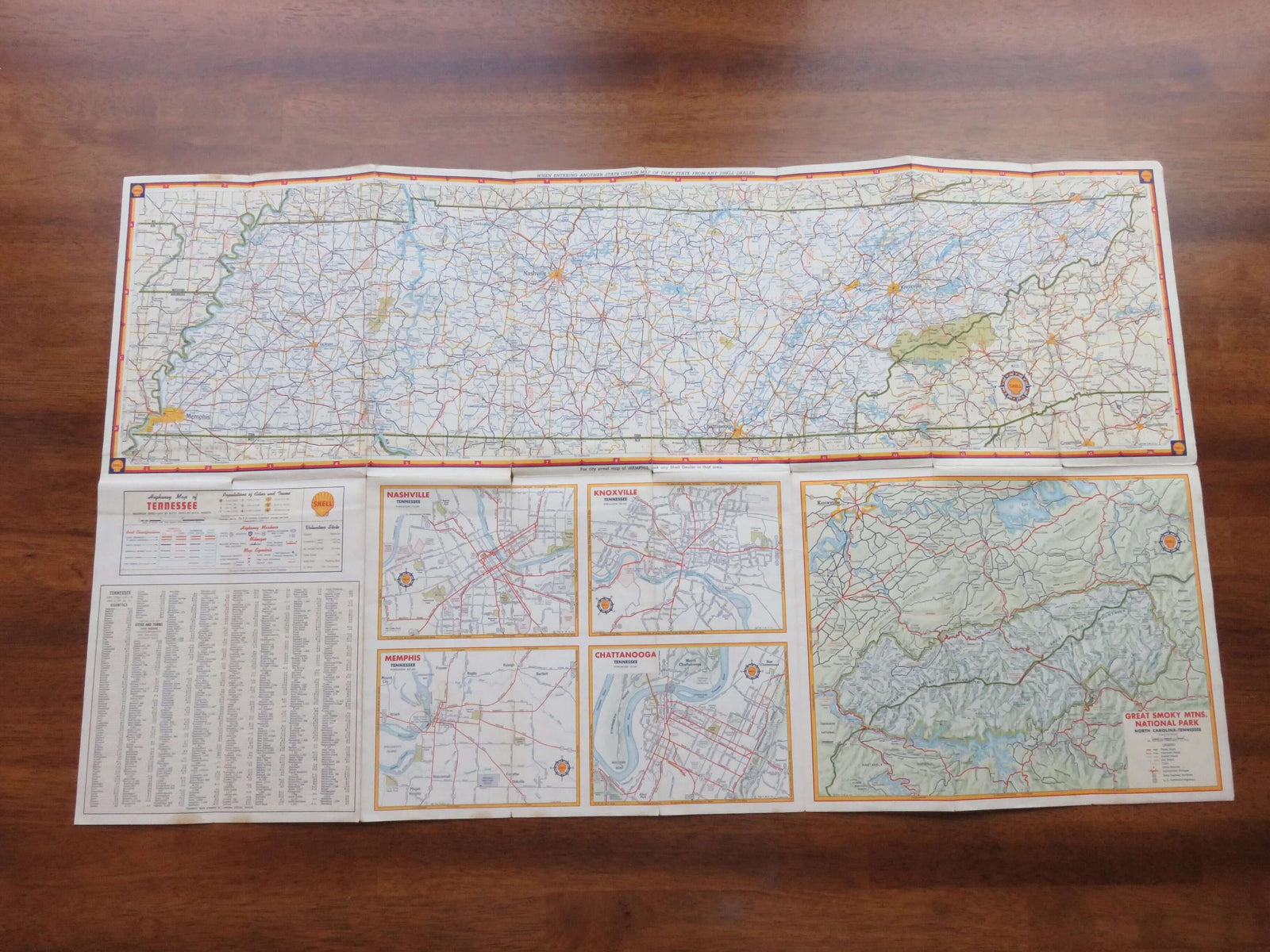 1960 Shell Map of Kentucky Tennessee The HM Gousha Company Map Art
