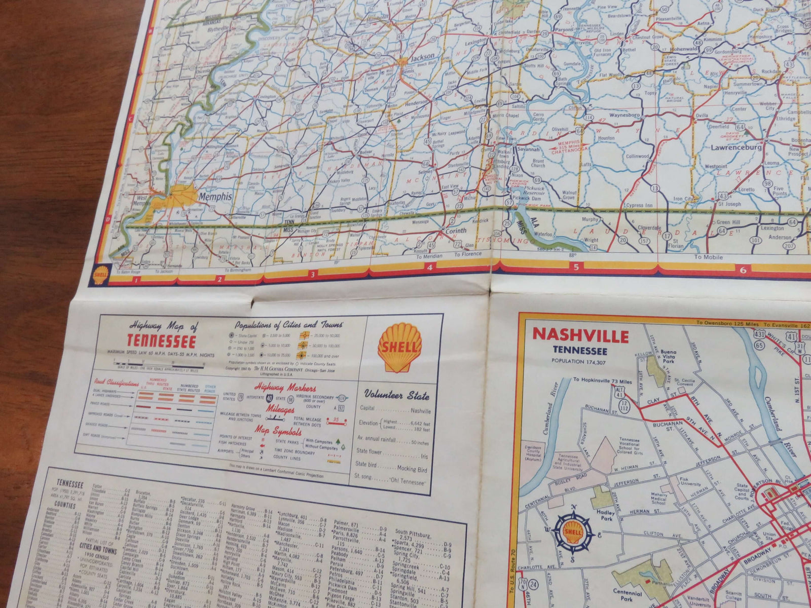 1960 Shell Map of Kentucky Tennessee The HM Gousha Company Map Art