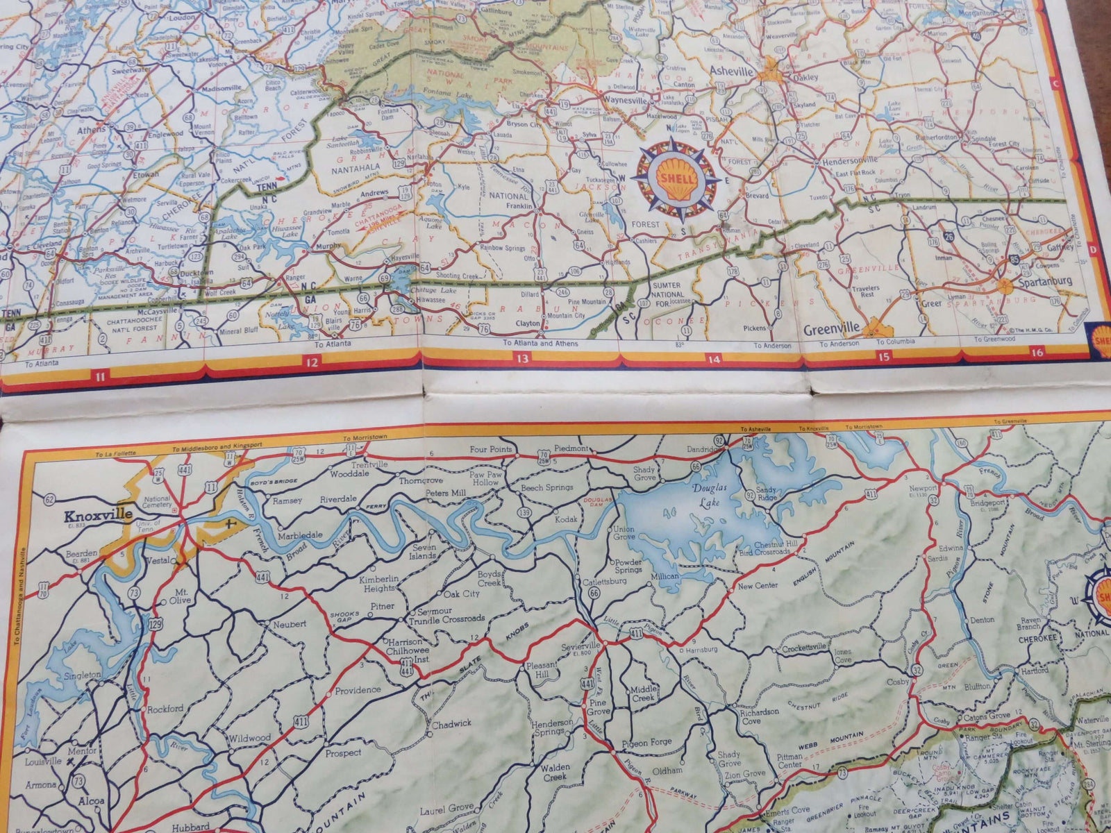 1960 Shell Map of Kentucky Tennessee The HM Gousha Company Map Art