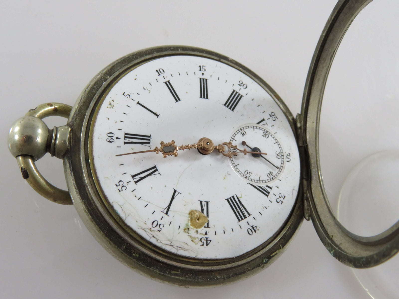 Antique Cylindre 10 rubis Key Wind Key Set Pocket Watch 36mm No Crysta