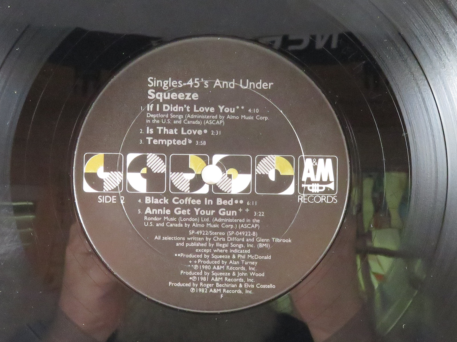 Squeeze Sinlges 45's and Under 1982 A&M Records SP-4922 Club Edition V