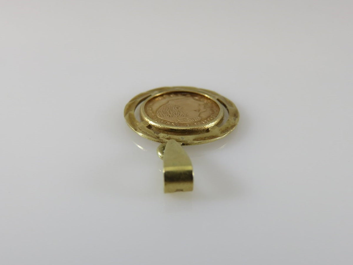 Rare John F Kennedy 13mm Gold Coin/Token in 14K Yellow Gold Pendant 58