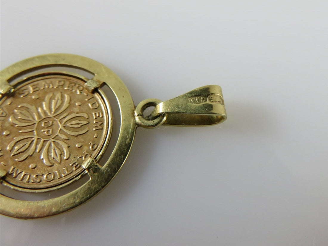 Rare John F Kennedy 13mm Gold Coin/Token in 14K Yellow Gold Pendant 58