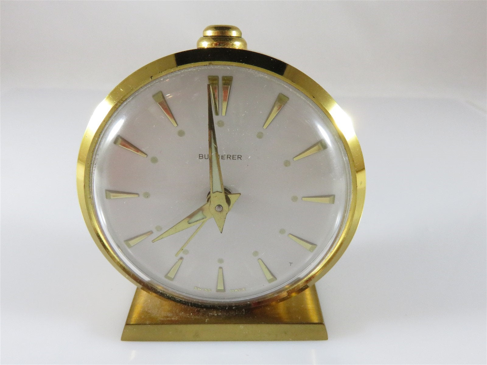 Swiss Made Bucherer Travel Alarm Clock in Red Travel Pouch Running 53