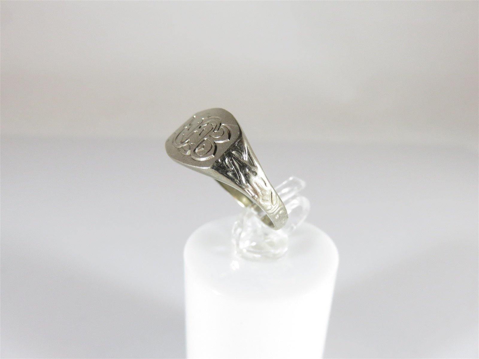 Vintage Initials Ring EEB Marked DF10k White Gold Womens Ring Size 5 1