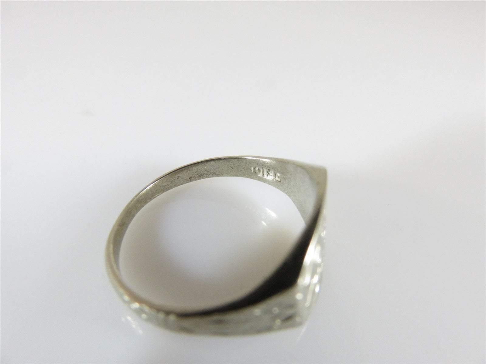 Vintage Initials Ring EEB Marked DF10k White Gold Womens Ring Size 5 1