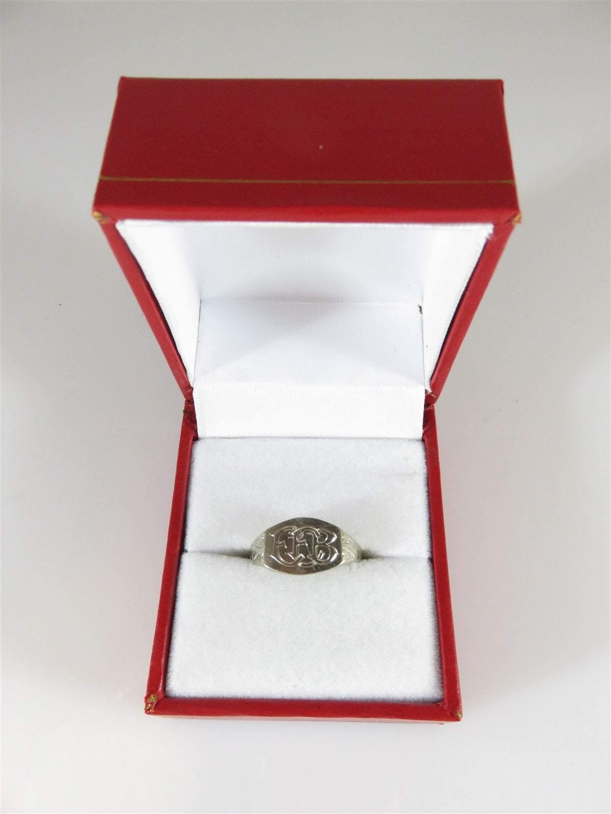 Vintage Initials Ring EEB Marked DF10k White Gold Womens Ring Size 5 1